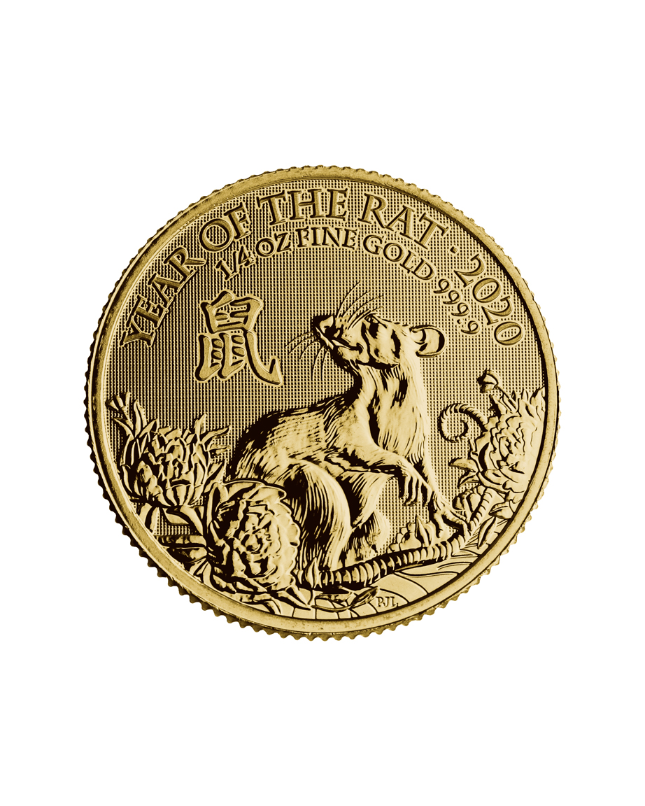 UK Quarter oz Gold Lunar Rat Gold Coin