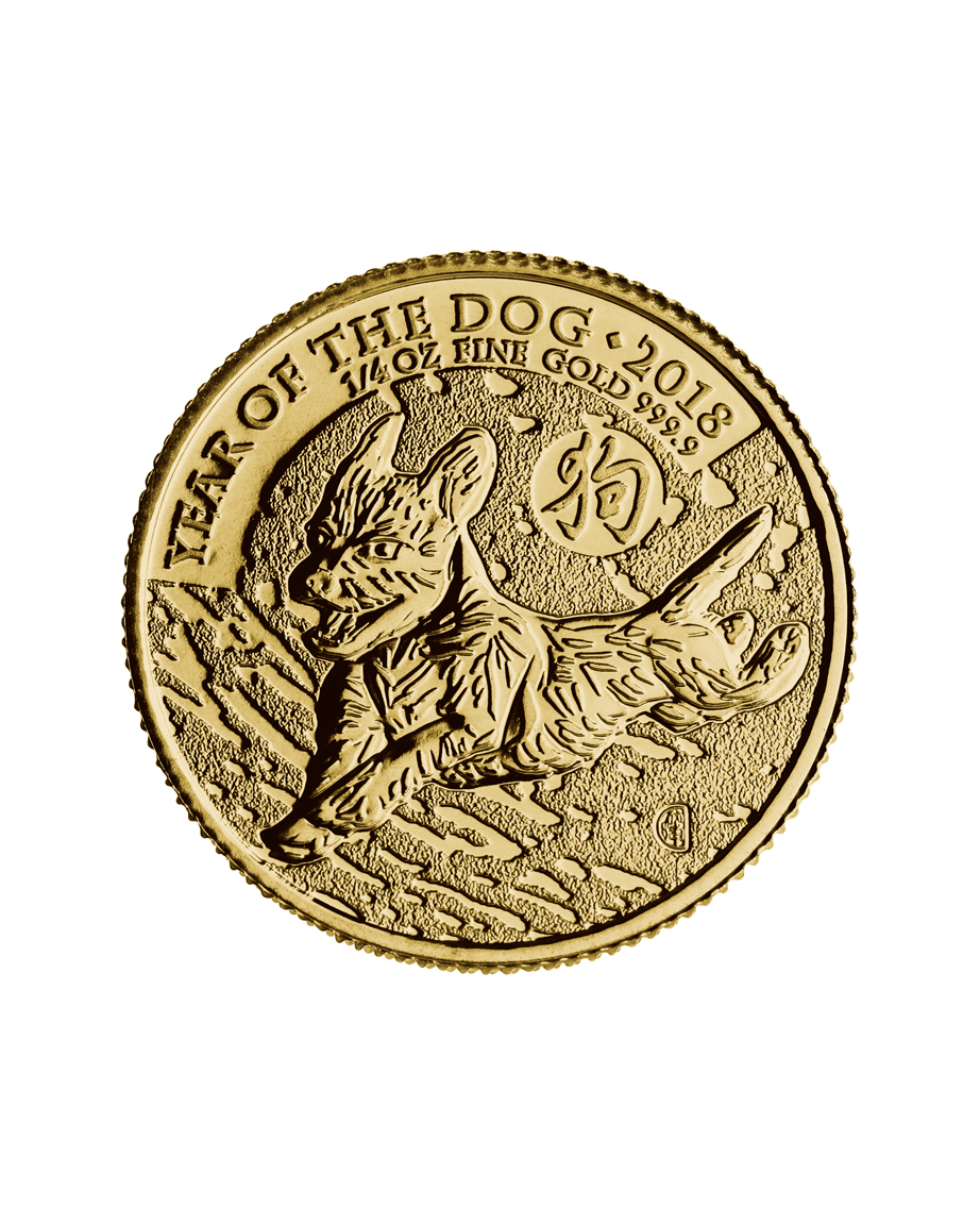 UK 1/4 oz Gold Lunar Dog Coin