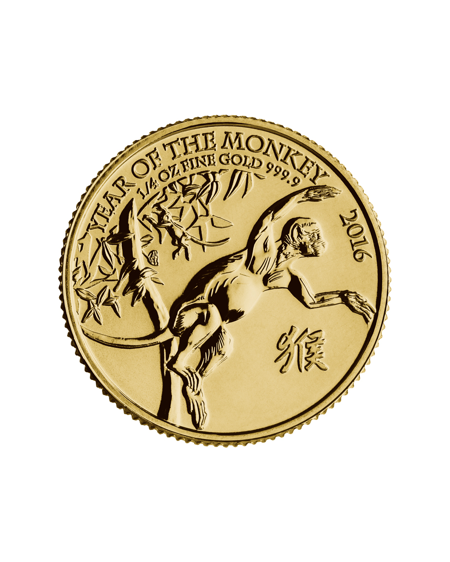 UK Quarter oz Gold Lunar Monkey Coin